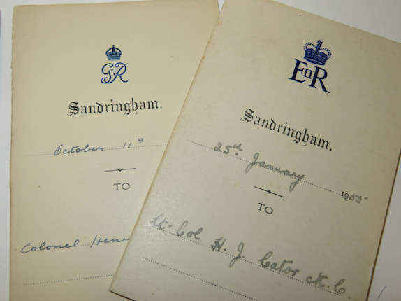 Bonhams : A group of Sandringham Shoot Cards for Lt.Col. Henry J Cator ...