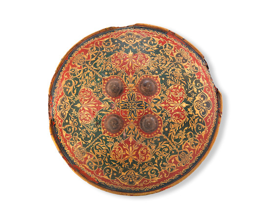 Bonhams : A painted buffalo hide shield Rajasthan, 19th Century