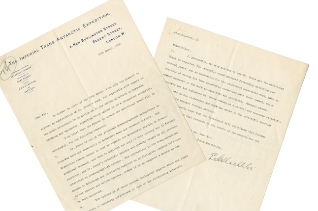 Bonhams : SHACKLETON (ERNEST HENRY) Typed letter signed (E.H ...