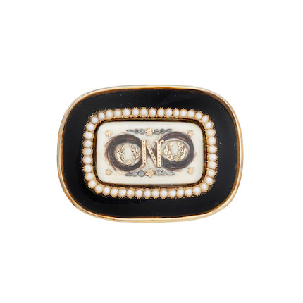 Bonhams : A MOURNING BROOCH CONTAINING A LOCK OF NAPOLEON'S HAIR, DATED ...