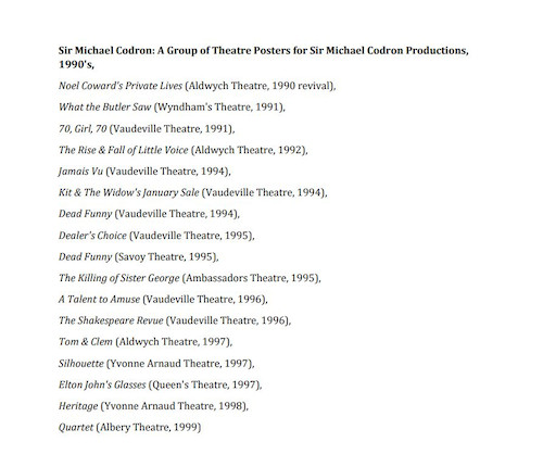 Bonhams : Sir Michael Codron A Group of Theatre Posters for Sir Michael ...