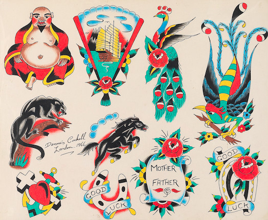 Bonhams : Dennis Cockell A Group of Early Tattoo Flash, 1966-1969 9