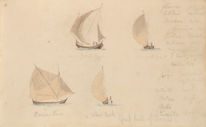Bonhams : English School, 19th Century A naval officer's sketchbook ...