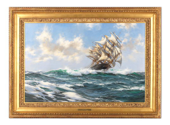Bonhams : Montague Dawson (British, 1890-1973) Sun-flecked foam, the ...