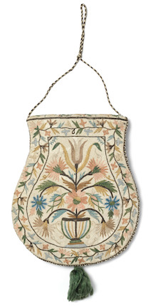 Bonhams : An Ottoman silk-embroidered wool purse Turkey, circa 1800