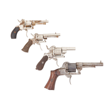 Bonhams : Four Pin-Fire Pocket Revolvers Of Small Bore (4)