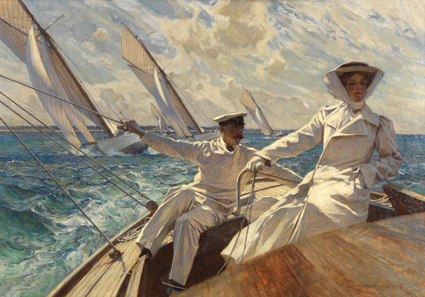 Bonhams : Charles Murray Padday (British, 1868-1954) 'Nearing the Mark'