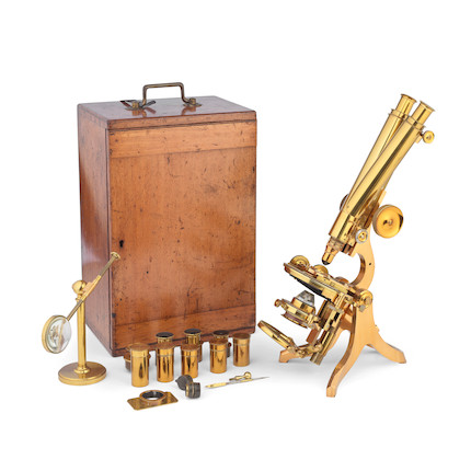Bonhams : A Good James Swift Brass Compound Binocular Microscope ...