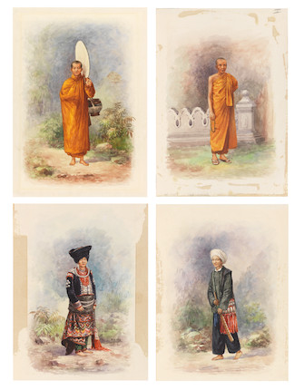 Bonhams : Mg Tun Hla (Burmese, 1874-1946) A set of four Burmese figure ...