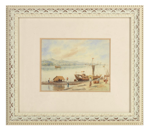 Bonhams : Mg Tun Hla (Burmese, 1874-1946) Two views in Burma The Platform of Shwedagon Pagoda ...