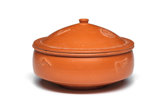 Bonhams : A Roman red slip ware pottery lidded dish