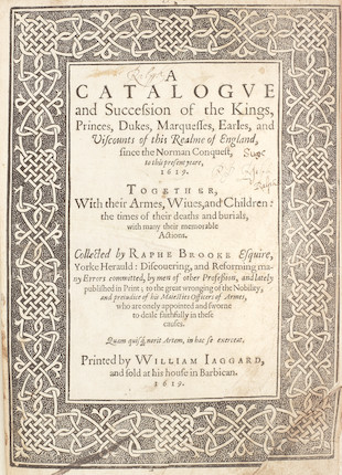 Bonhams : BROOKE (RALPH) A Catalogue and Succession of the Kings ...