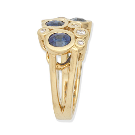 Bonhams : CASSANDRA GOAD SAPPHIRE AND DIAMOND 'CIRKEL' RING,