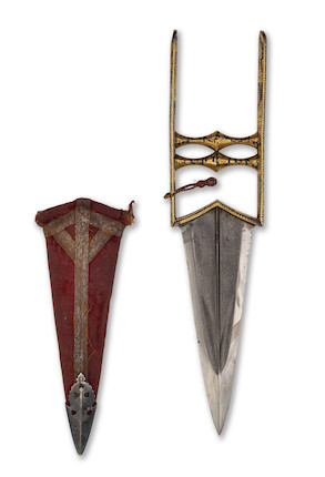 Bonhams : A fine gold-inlaid watered-steel push dagger (katar) India ...