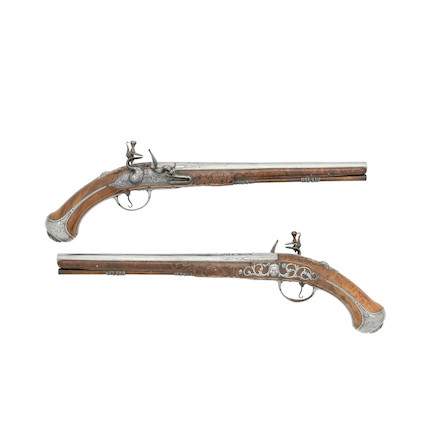 Bonhams : A Rare Pair Of French 28-Bore Flintlock Holster Pistols