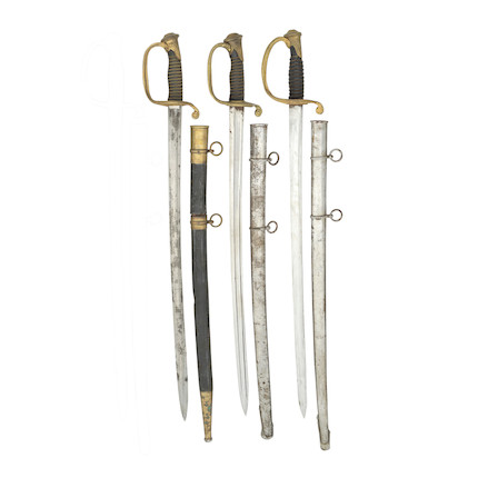 Bonhams : Three French 1855 Model Infantry Officer's Sabres