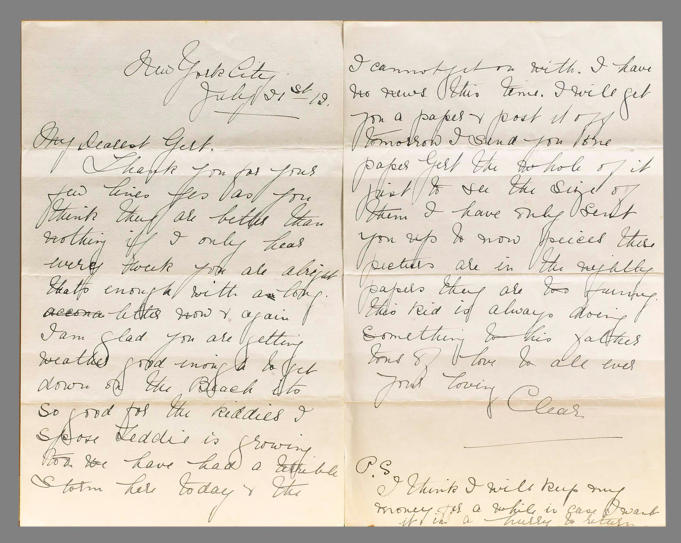 Bonhams : A Handwritten Letter Written by Clear Cameron, Titanic ...