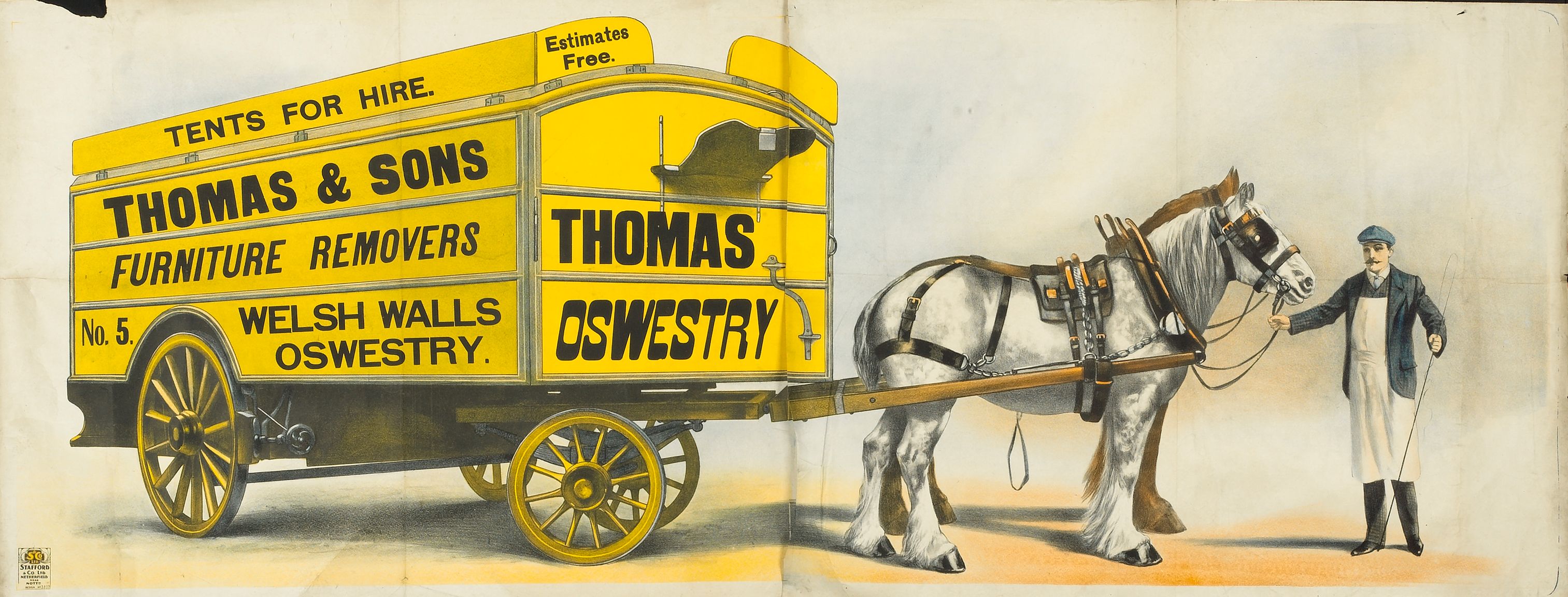 Bonhams Cars : A poster depicting an early 20th century transport scene,