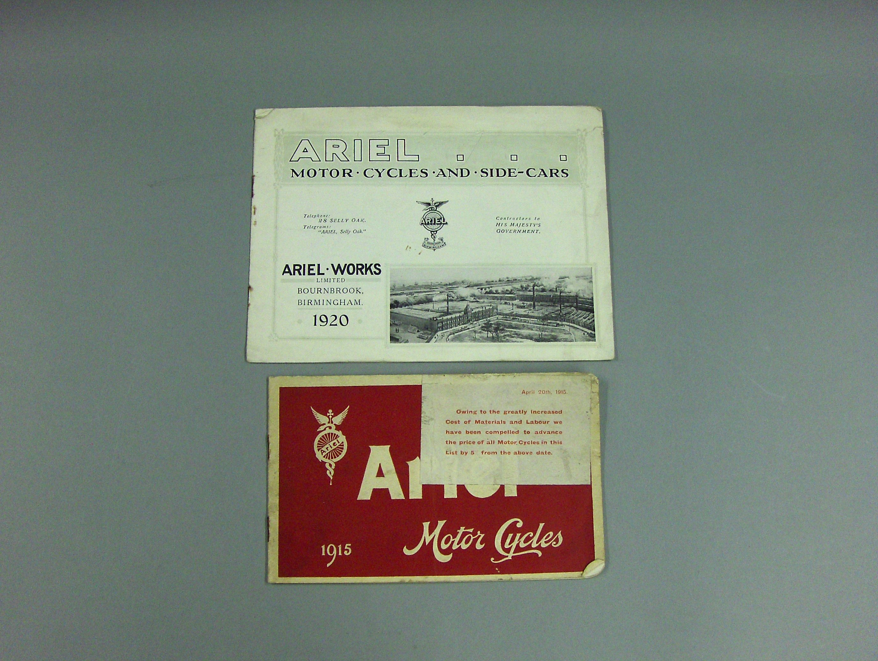 Bonhams Cars : A 1915 Ariel Motor Cycles and Side-cars sales brochure,