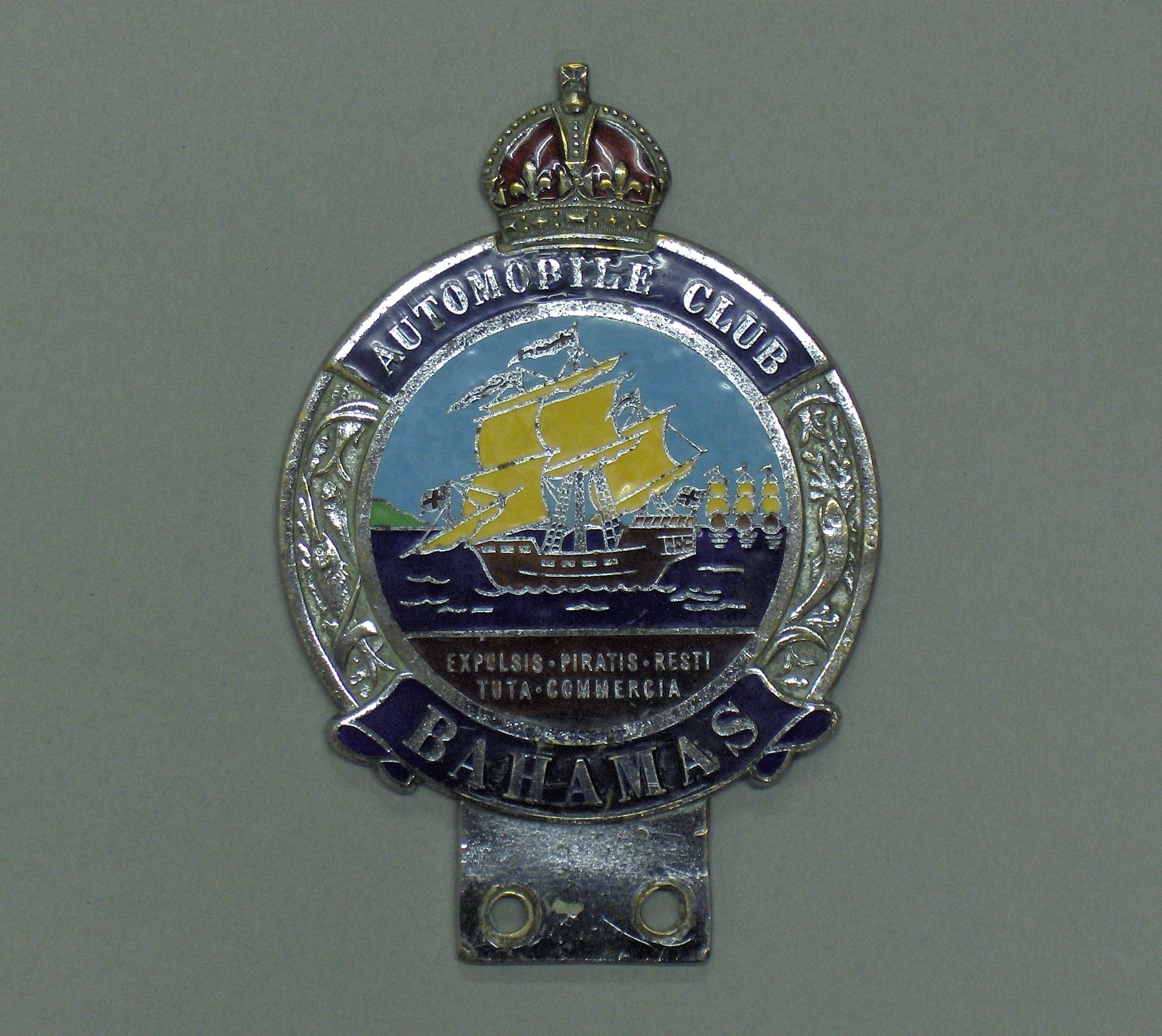 Bonhams Cars : A rare Automobile Club of Bahamas enamel car badge,