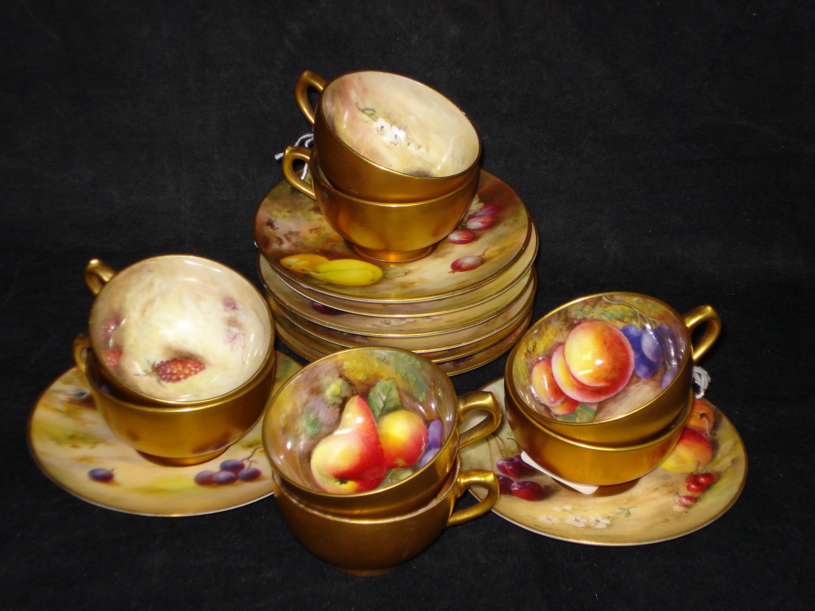 Bonhams : Eight Royal Worcester fruit painted coffee cups and saucers