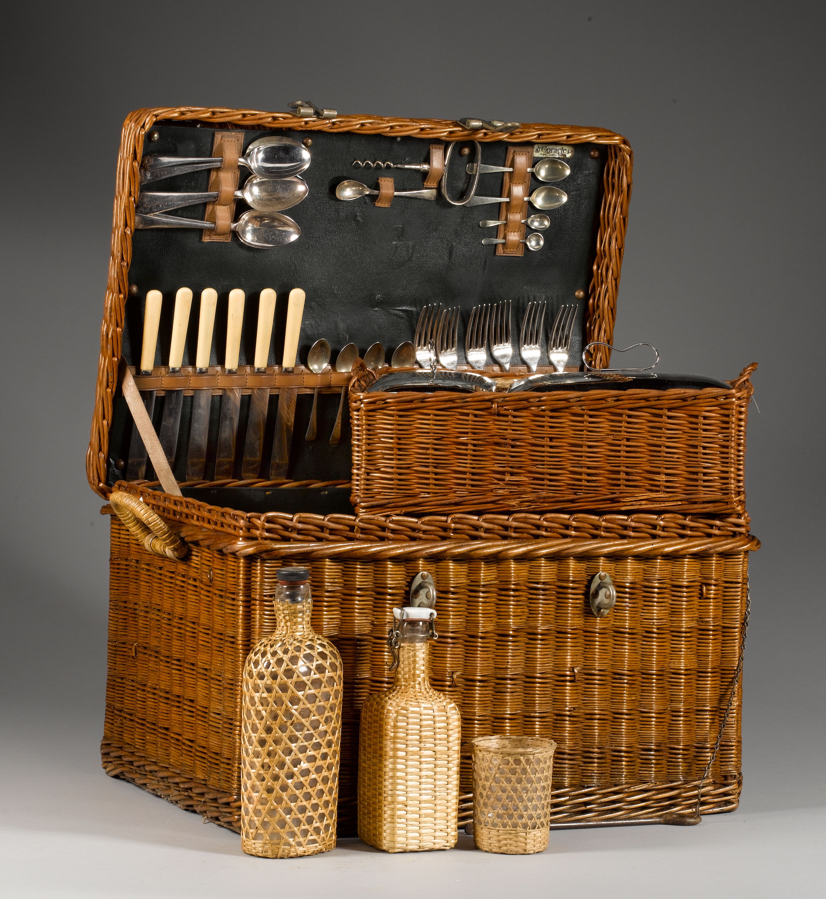 Bonhams Cars : A six person picnic basket set by Coracle, 1920s,