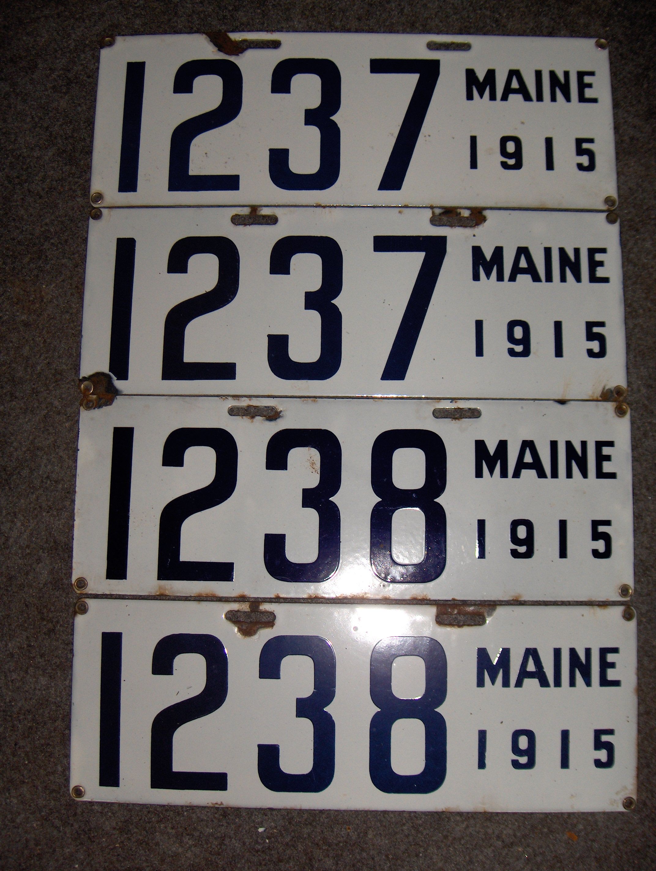 Bonhams Cars : Two sequential matched pairs of 1915 porcelain enamel ...