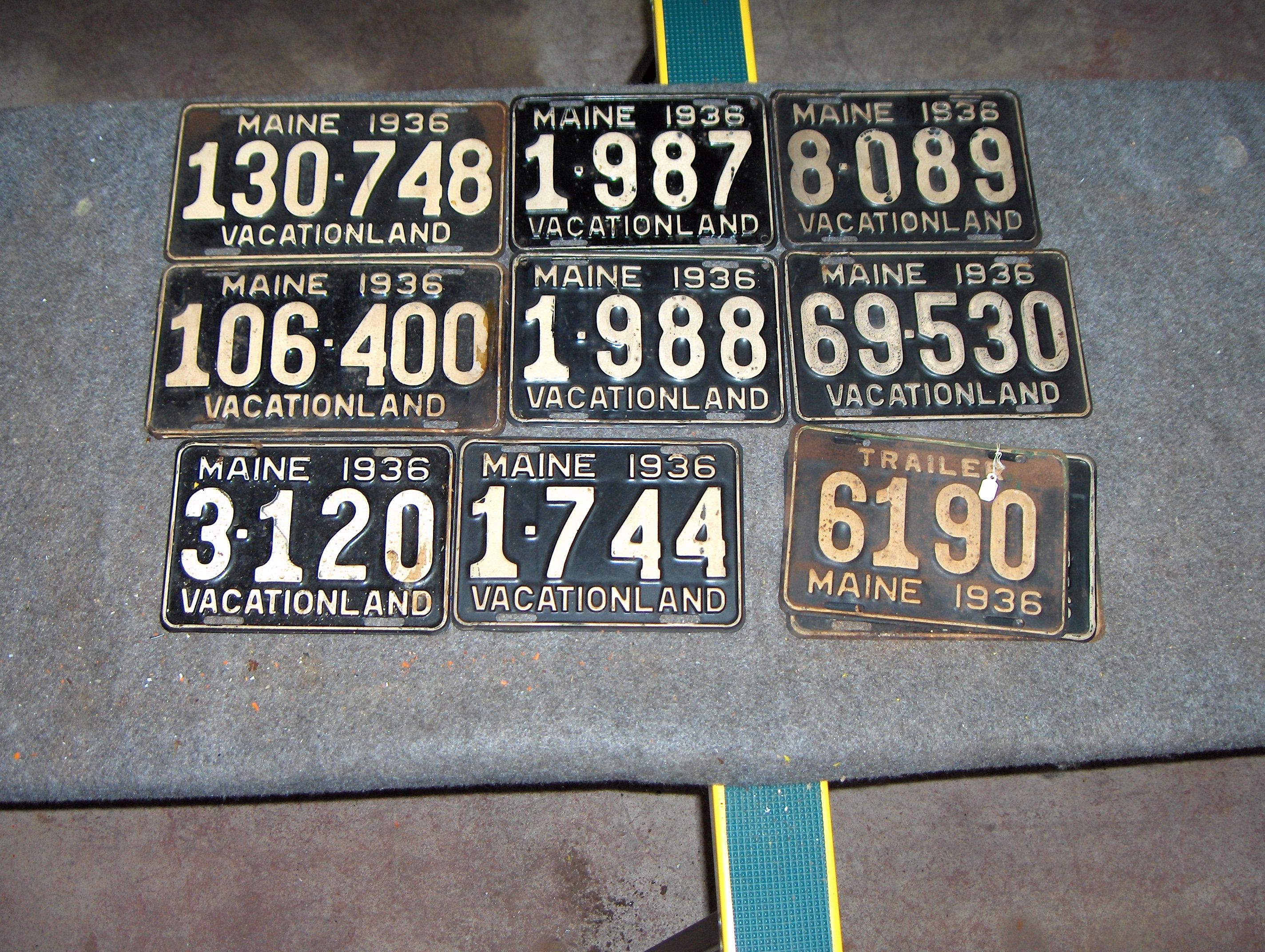 Bonhams Cars : Nineteen assorted 1936 embossed tin Maine license plates,,
