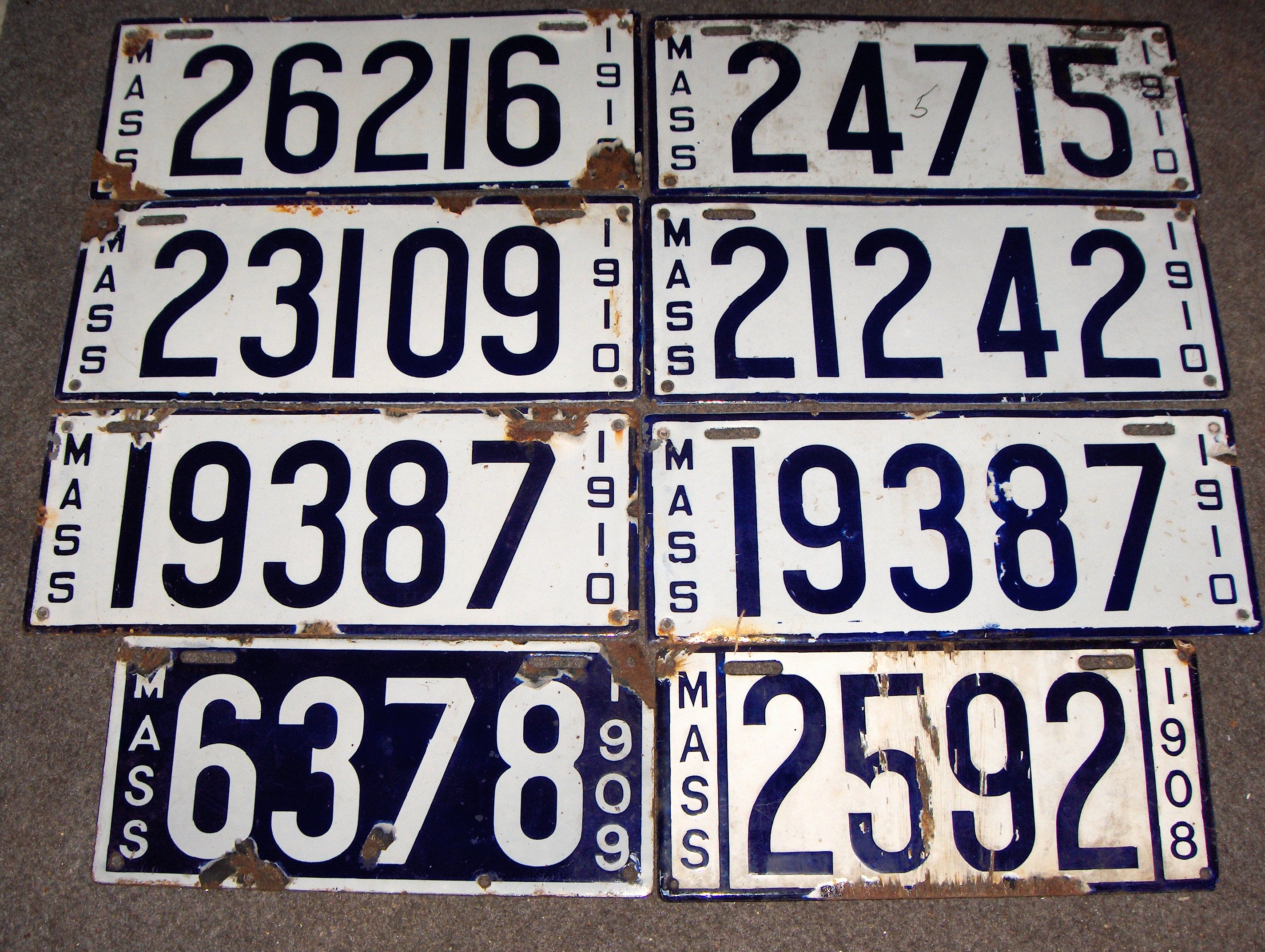 Bonhams Cars : Eight assorted porcelain enamel Massachusetts license ...
