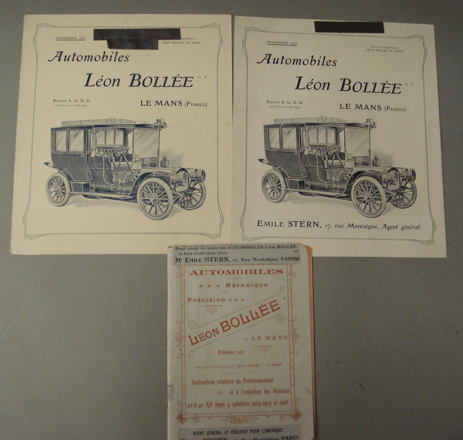 Bonhams Cars : Three Leon Bollee sales brochures,