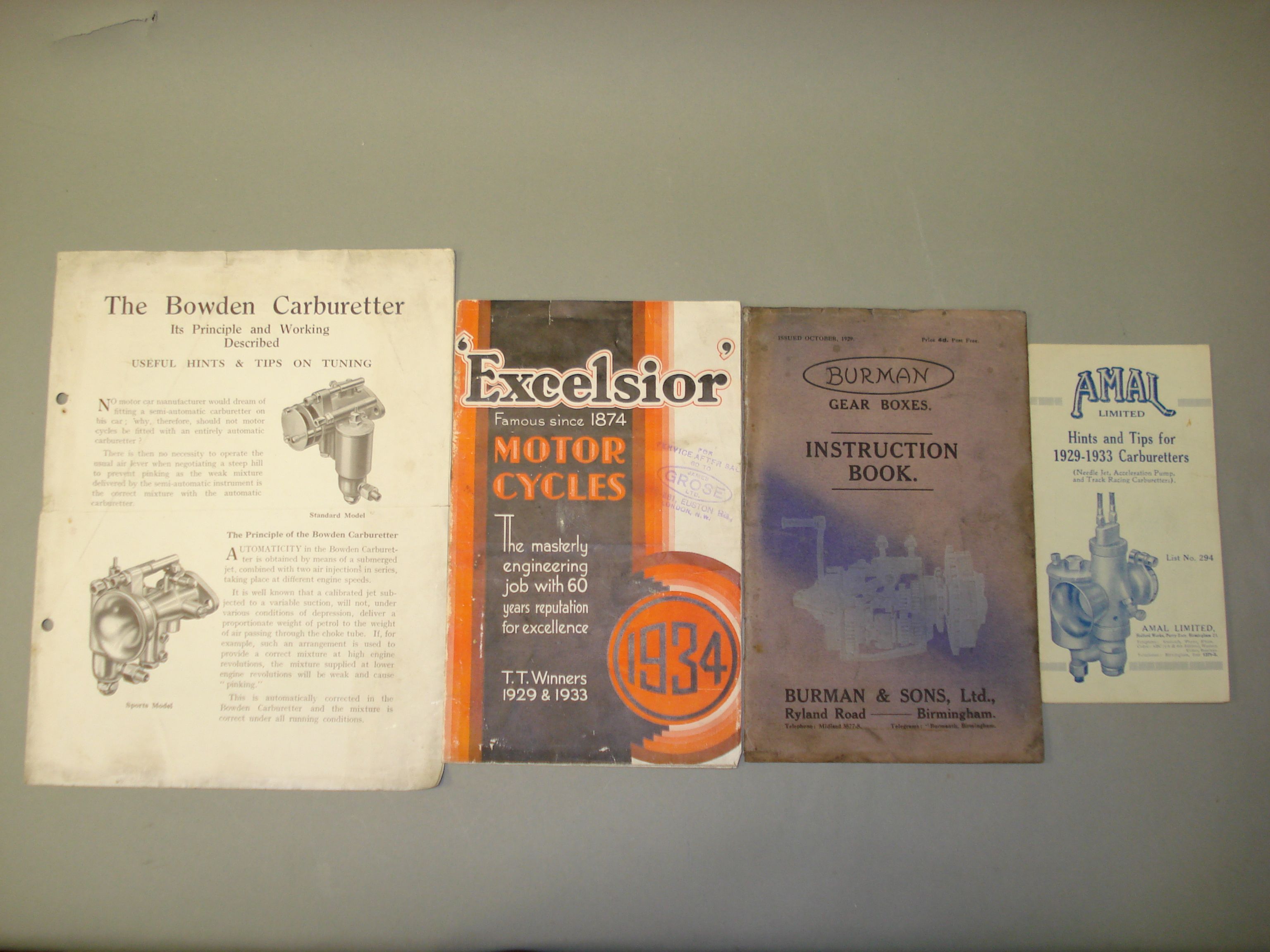 Bonhams Cars : A good quantity of motorcycle related brochures,