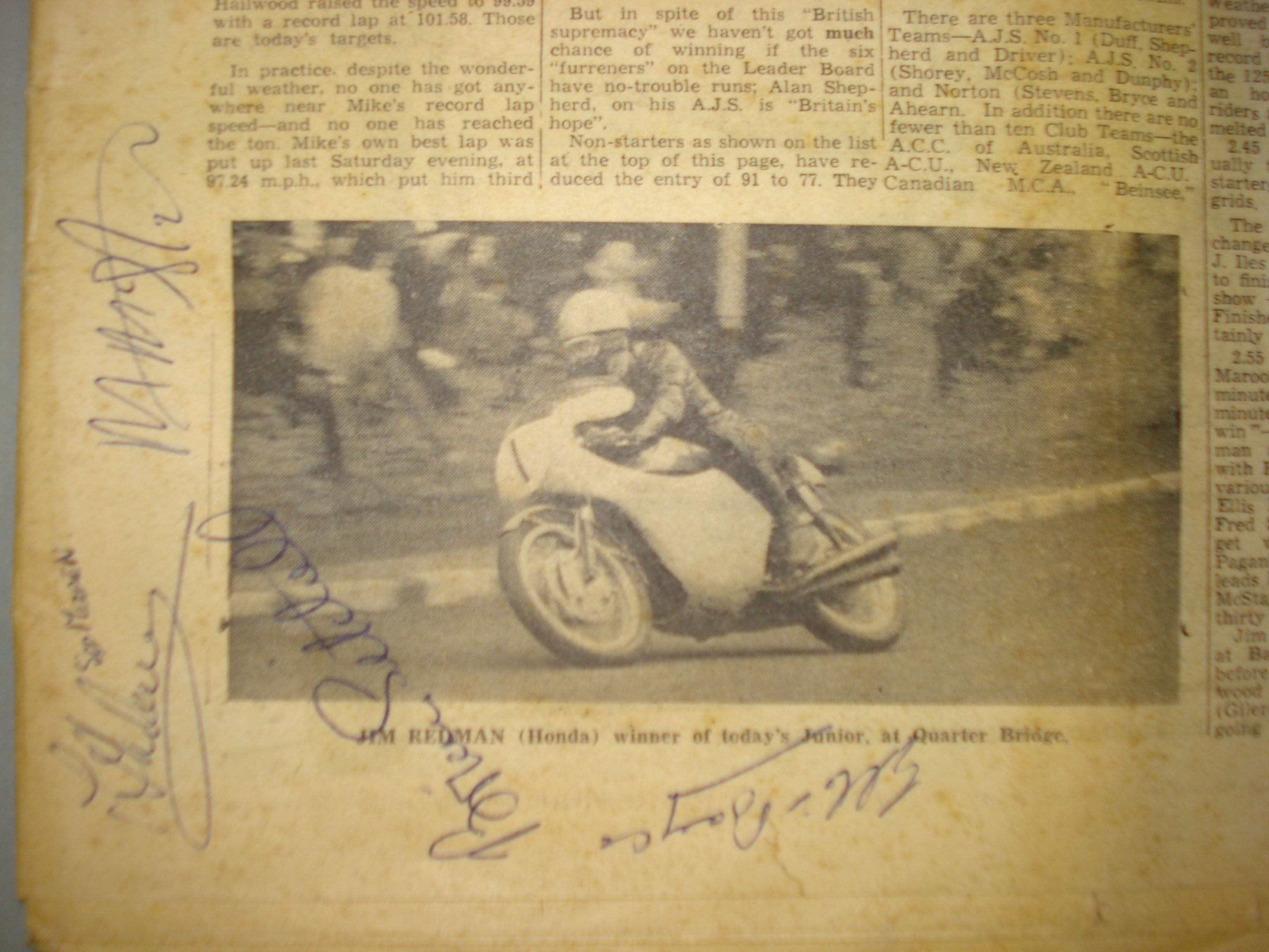 Bonhams Cars : A fine collection of 1960s TT riders autographs and ...