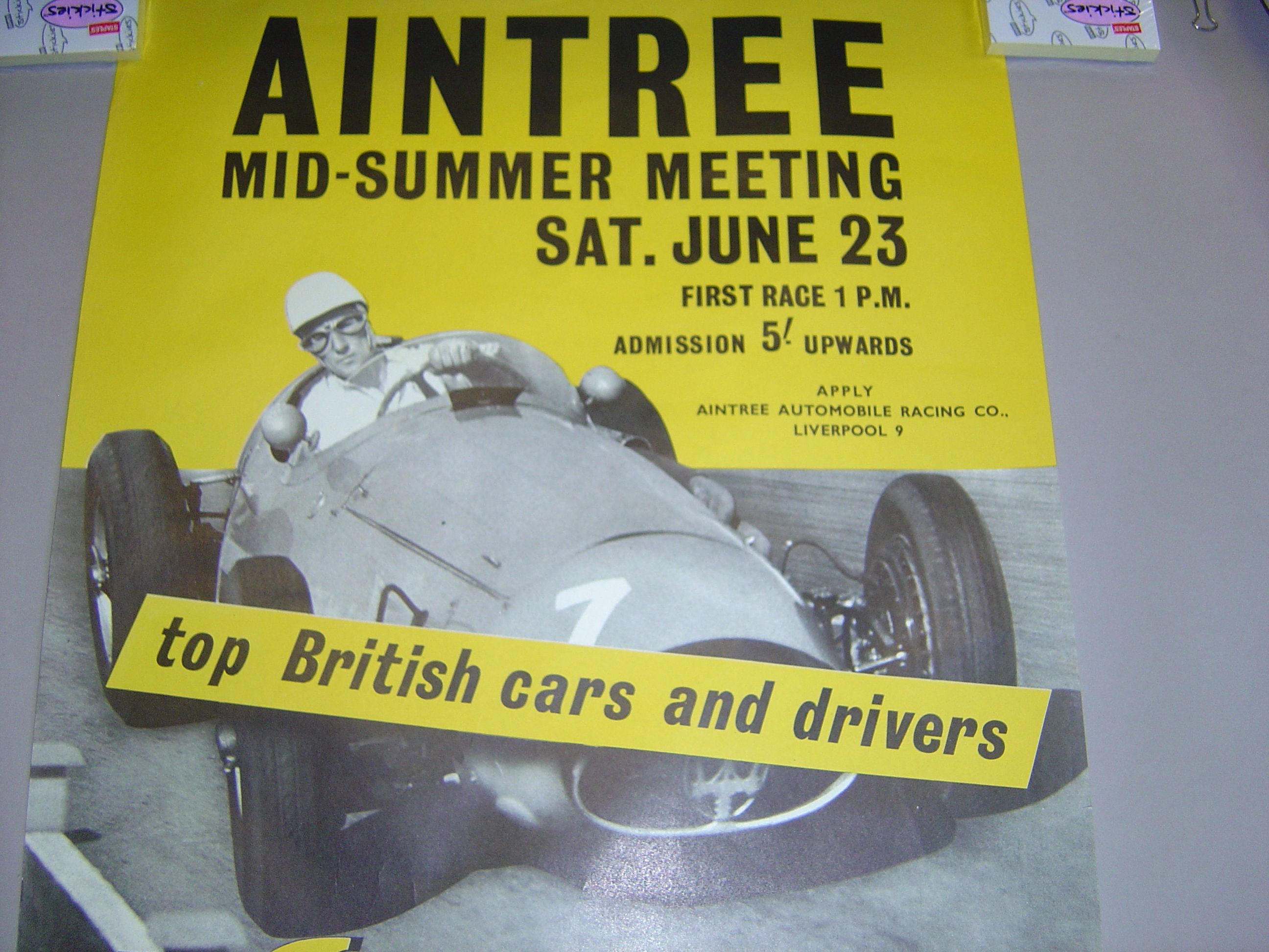 Bonhams Cars : Three Aintree Motor Racing posters,