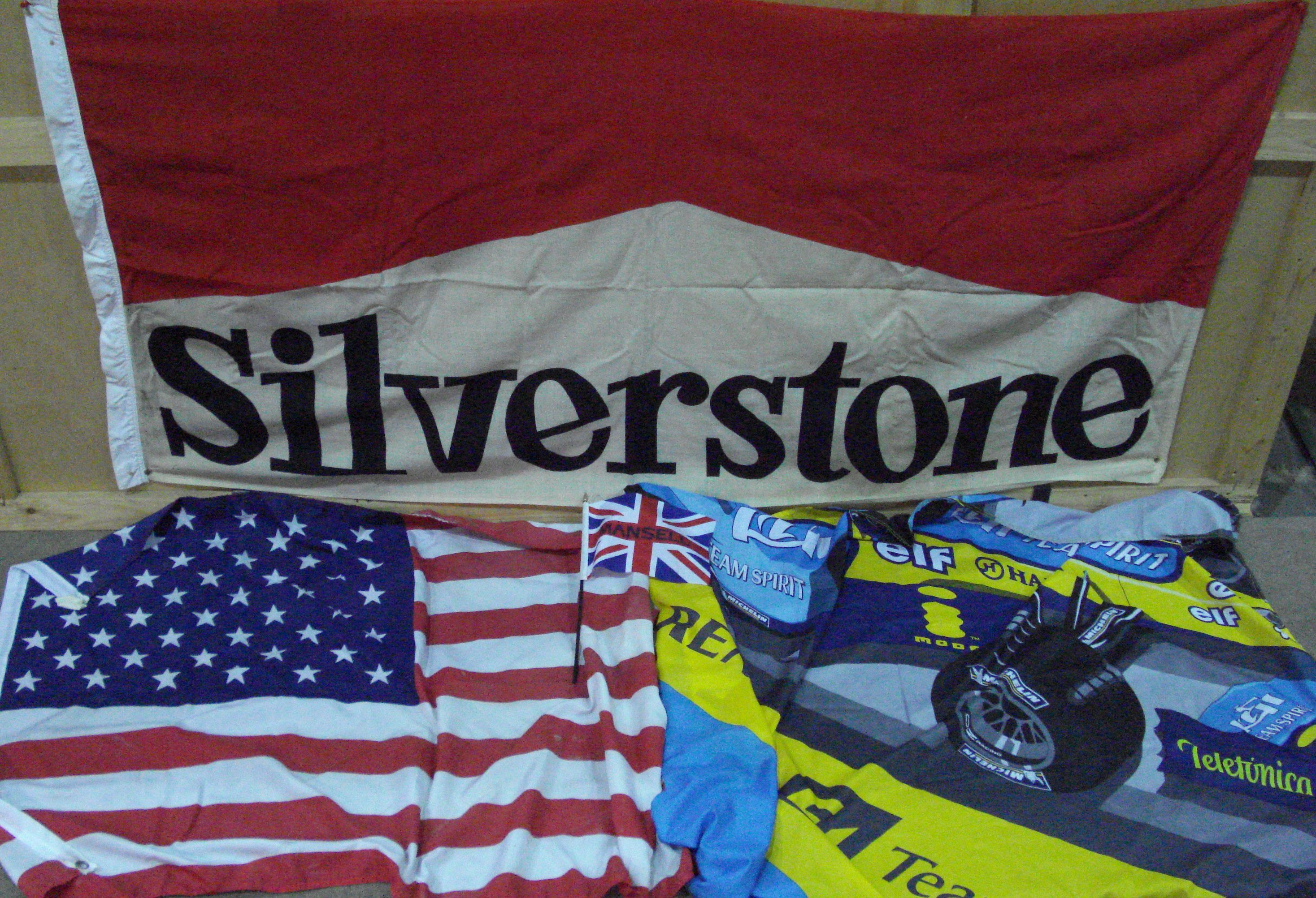 Bonhams Cars : A large 1970s Silverstone flag,