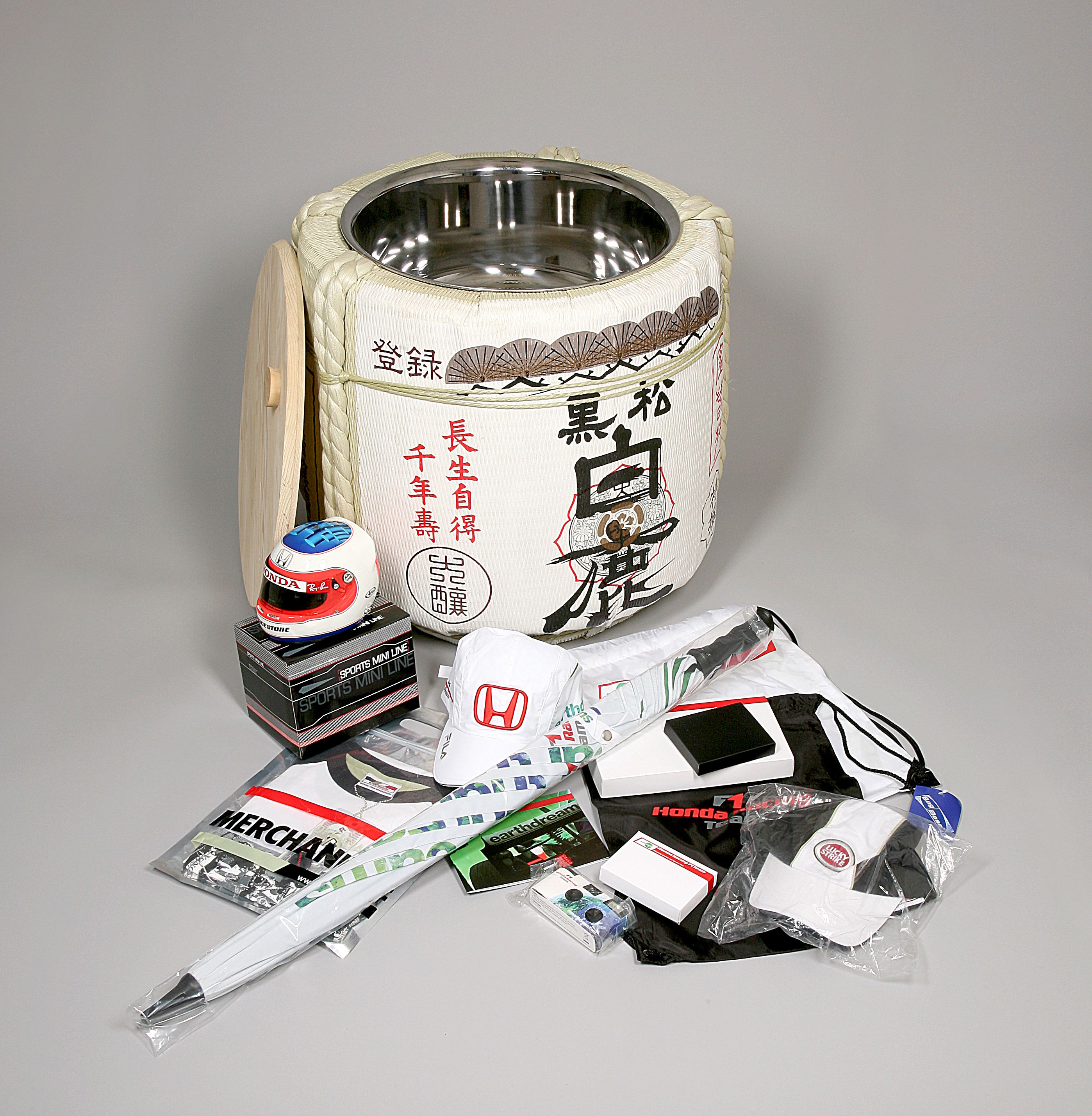 Bonhams Cars : A Japanese Sake barrel filled with F1 Honda Racing Team ...