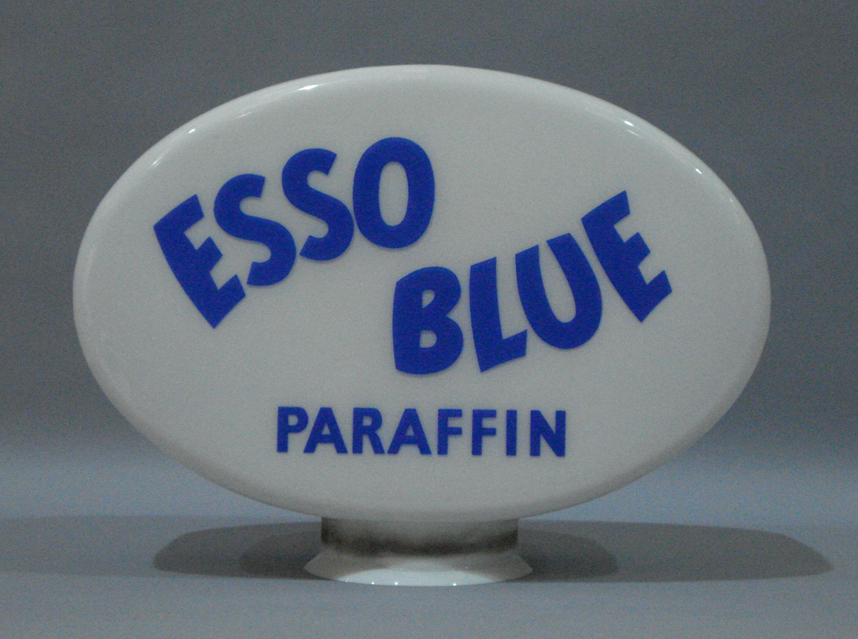 Bonhams Cars : An Esso Blue Paraffin glass petrol pump globe,