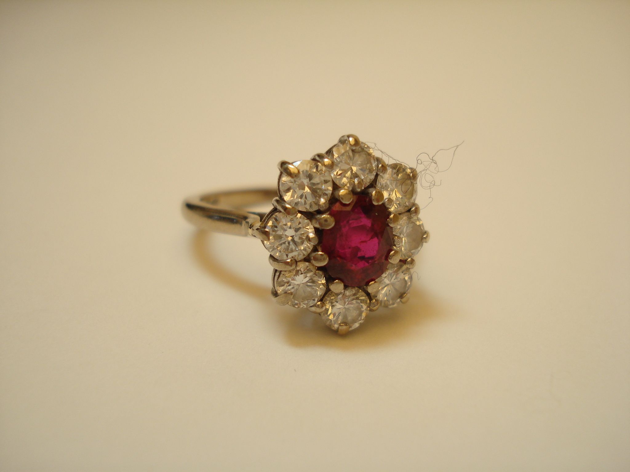 Bonhams : A ruby and diamond cluster ring