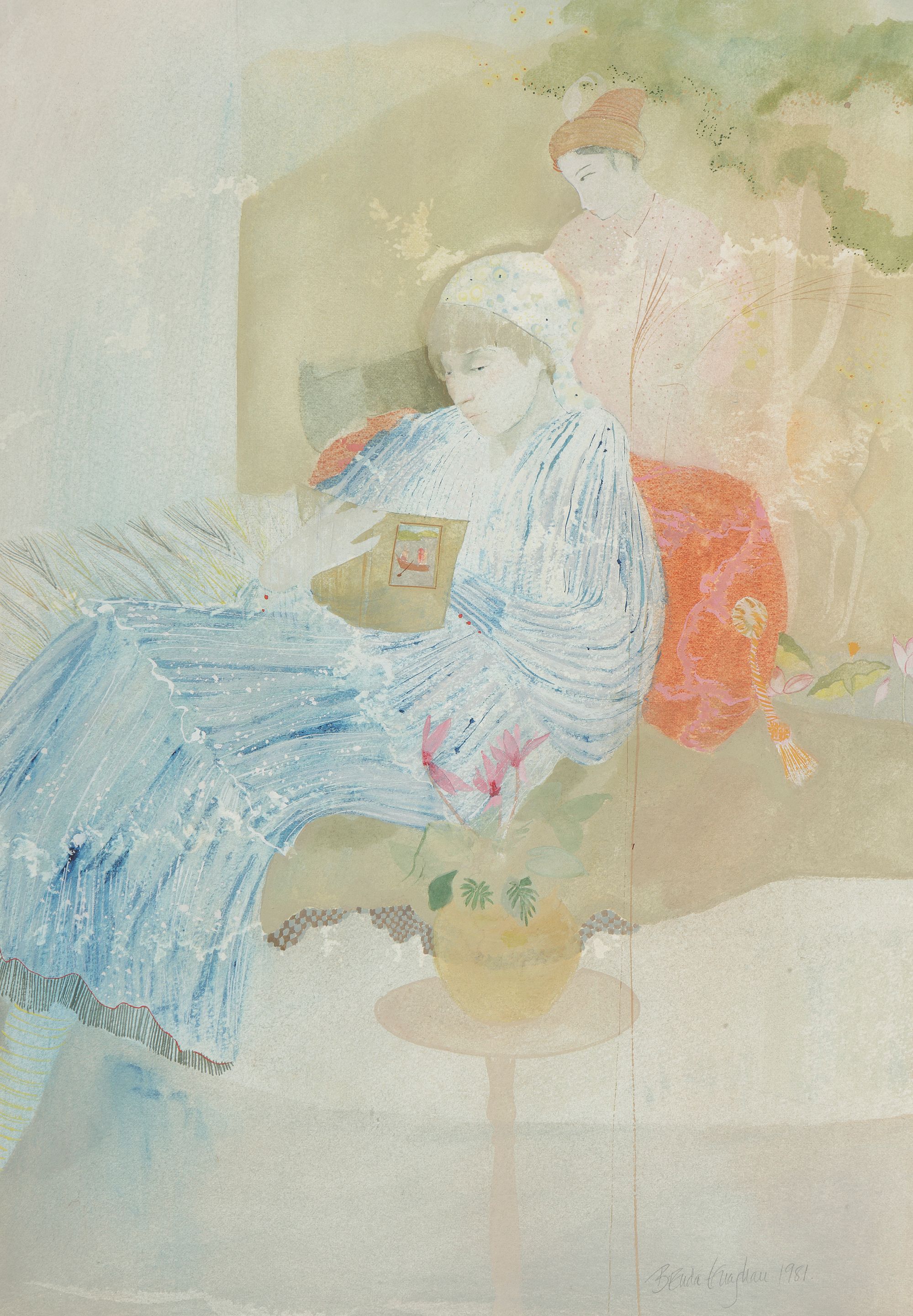 Bonhams : Brenda Lenaghan, RSW (British, born 1941) Reading