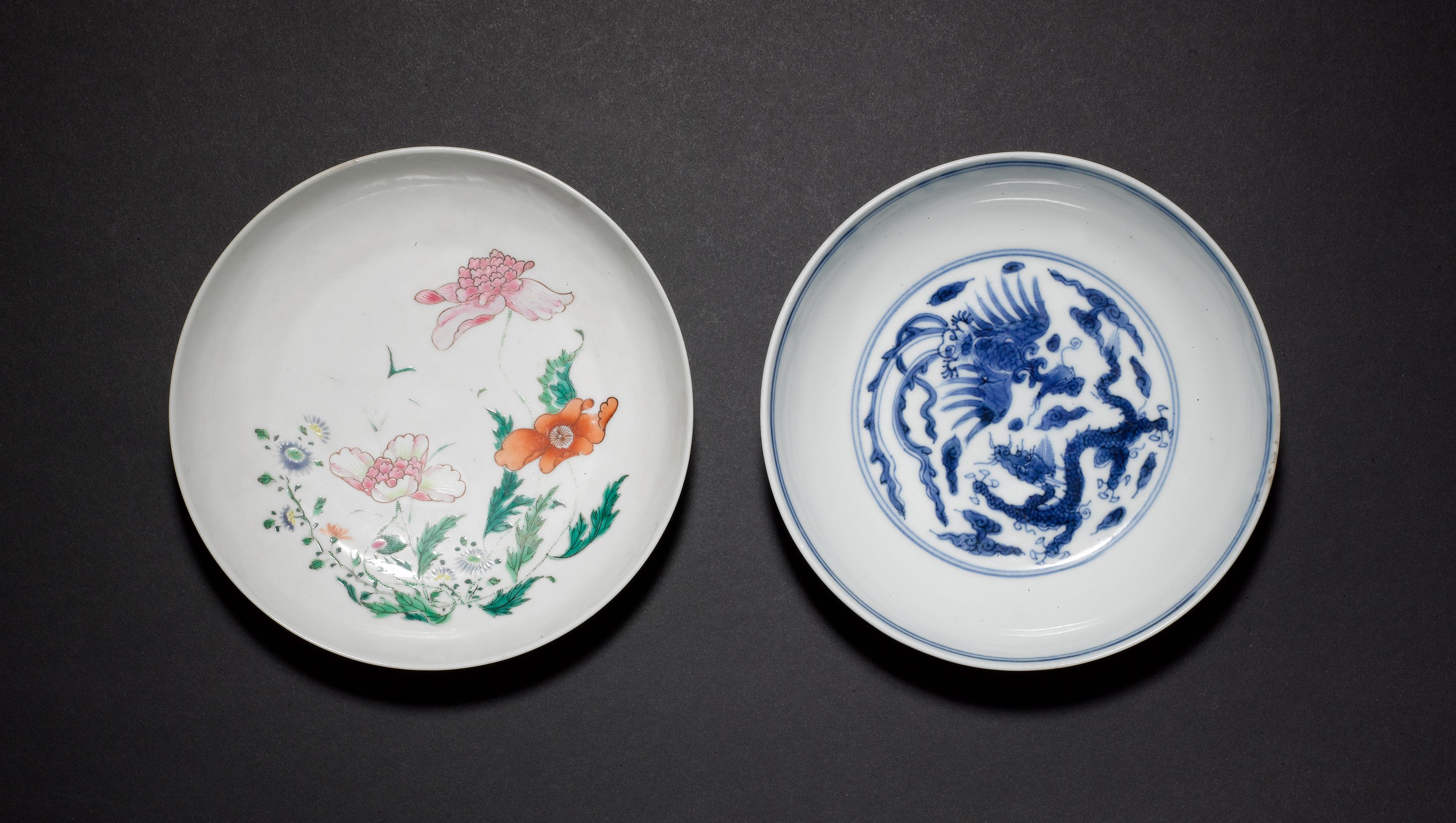 Bonhams : Two porcelain saucer dishes Both with Yongzheng six-character ...