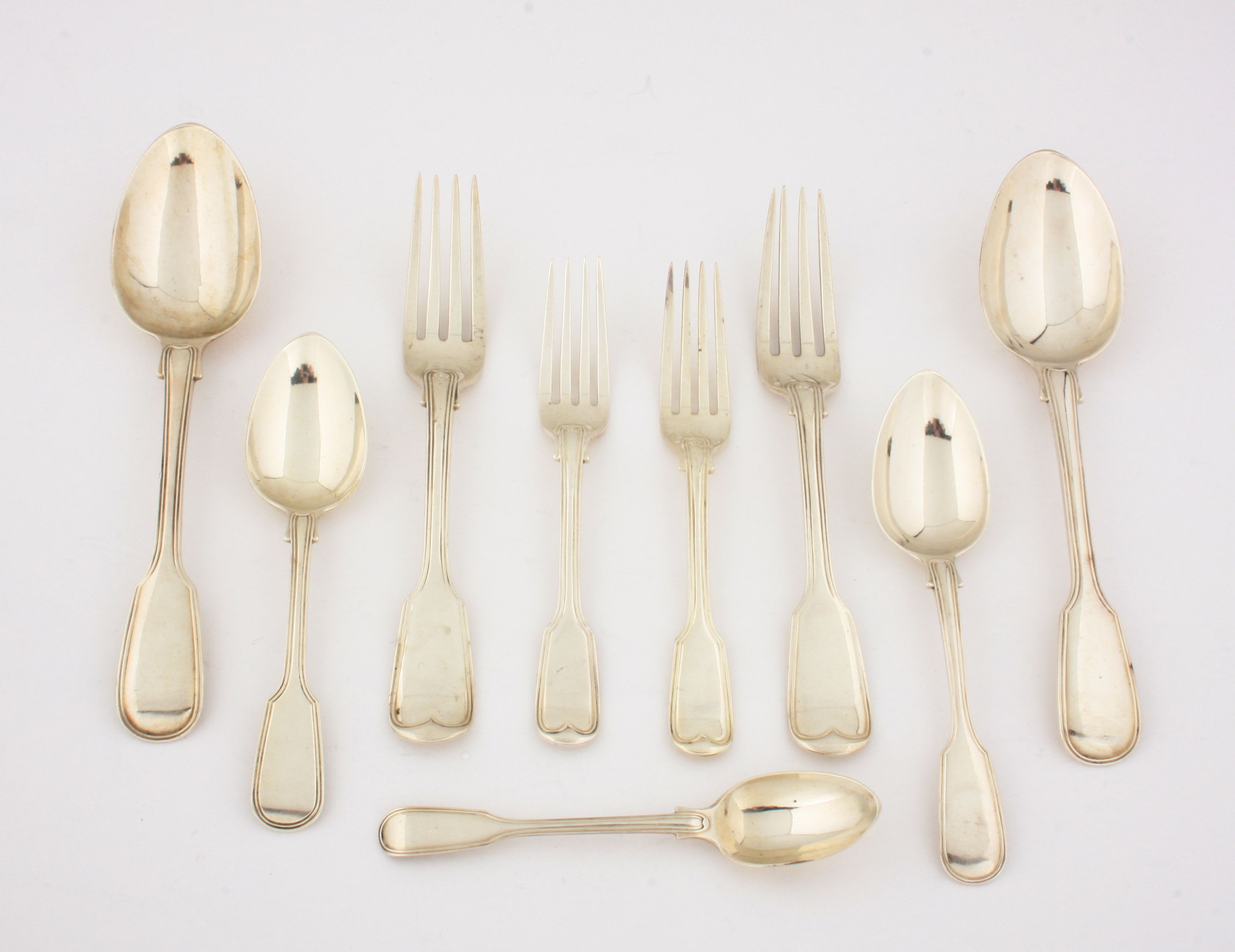 Bonhams : A matched 19th century silver canteen of fiddle and thread ...