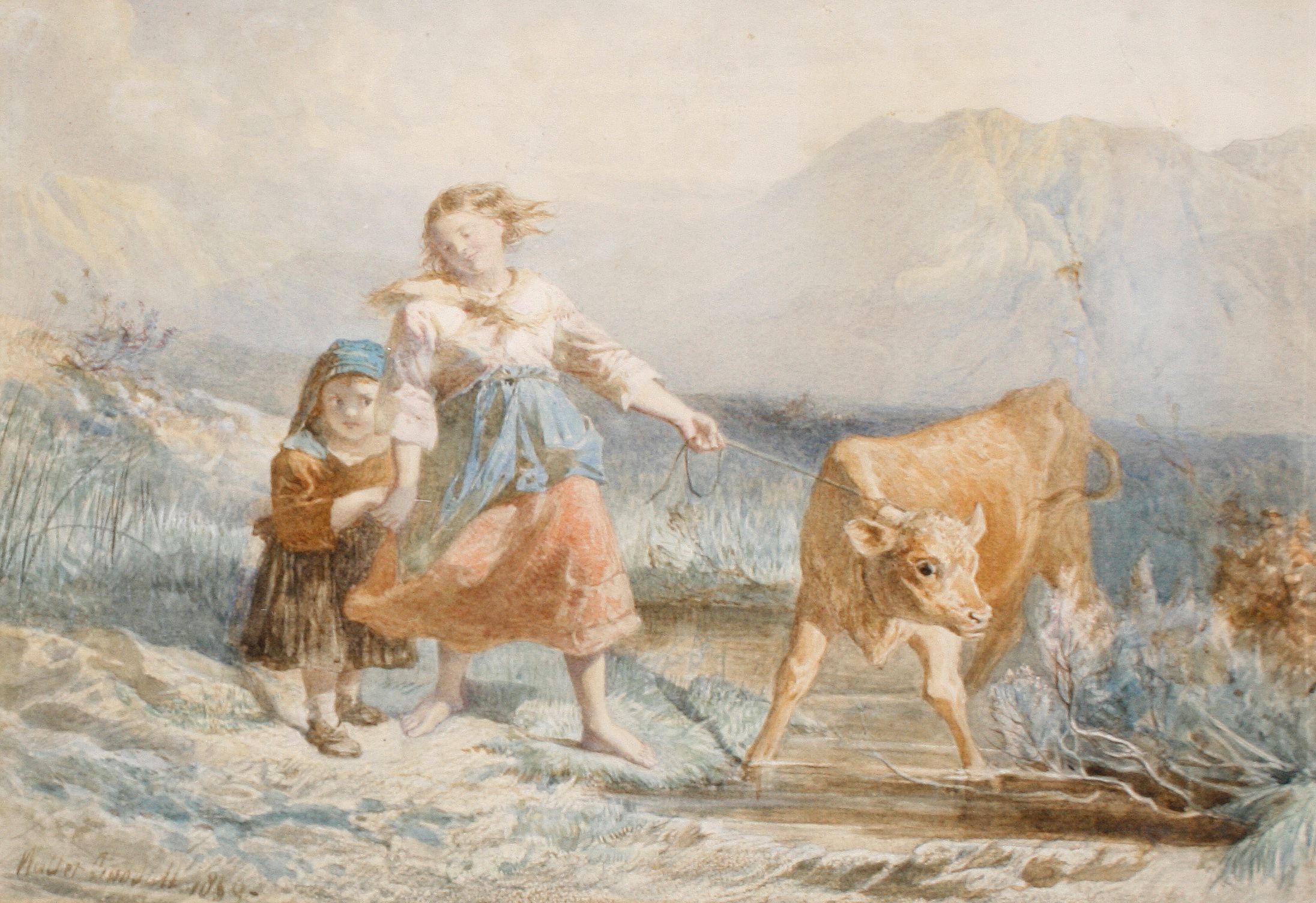 Bonhams : Walter Goodall (British, 1830-1889) Two young girls and a ...