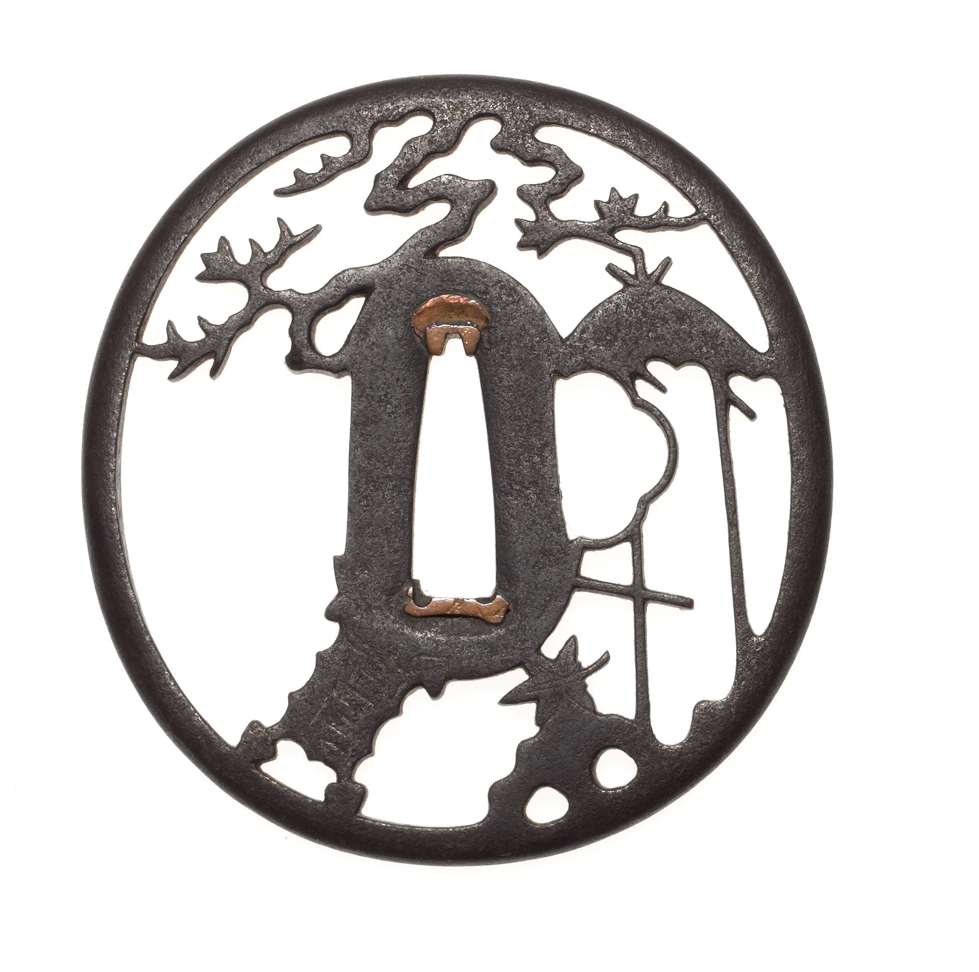 Bonhams : An Akasaka tsuba By Tadayoshi, first half 18th century