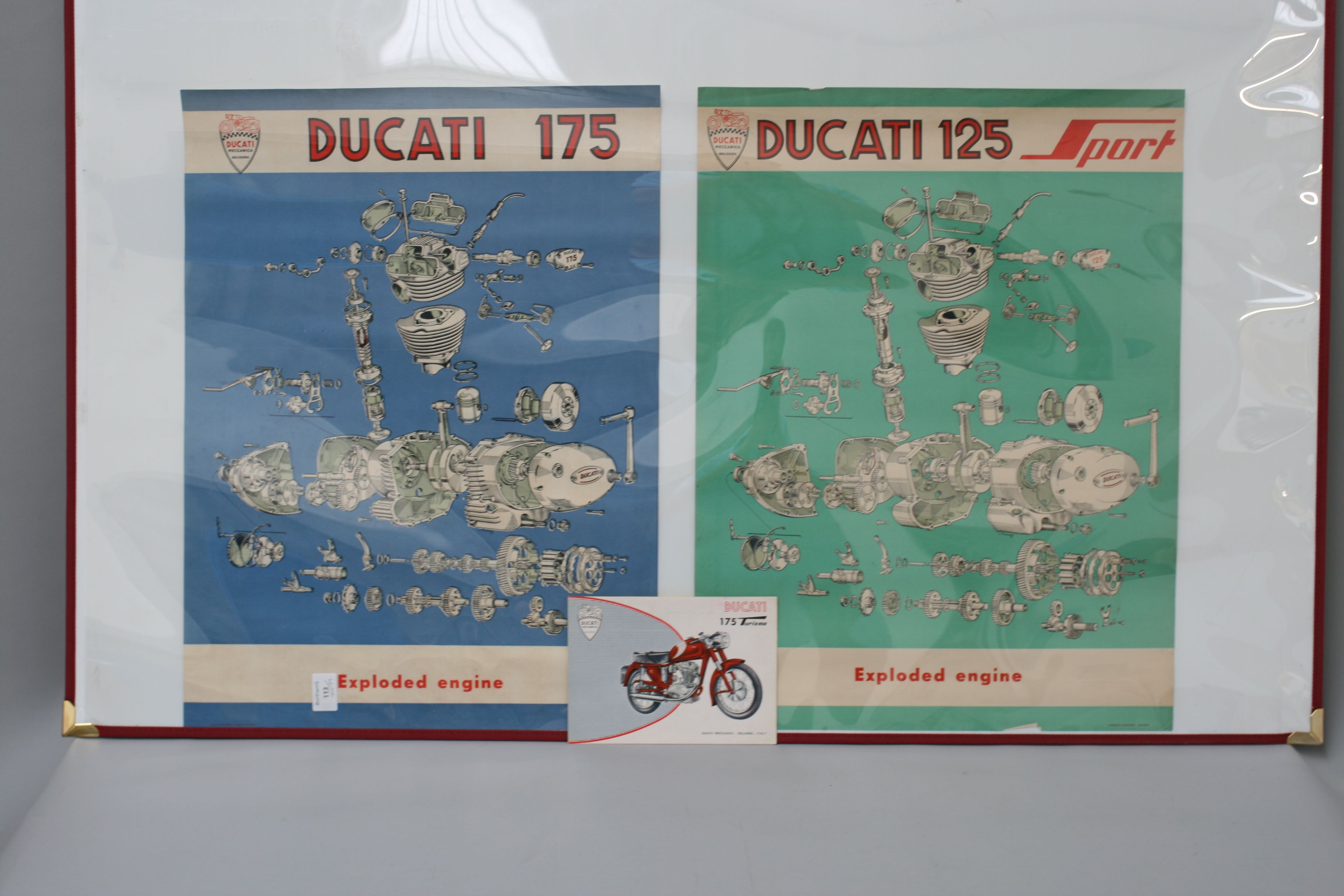 Bonhams Cars : Two Ducati exploded engine view posters,
