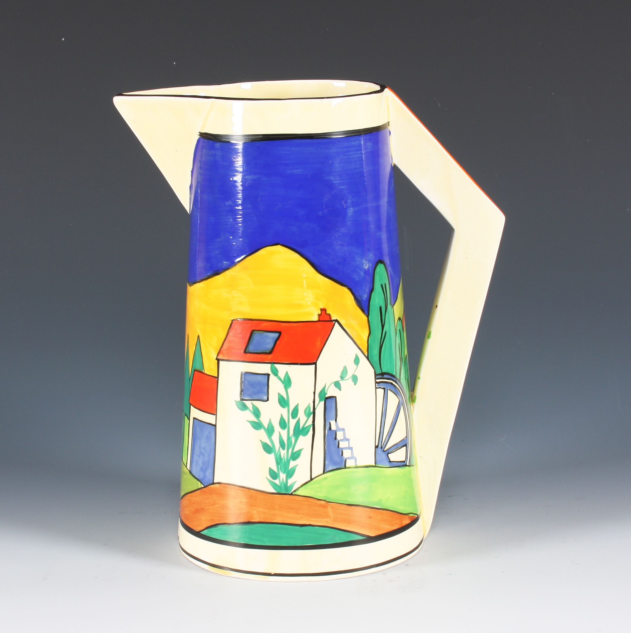 Bonhams : A Clarice Cliff 'Appliqué Blue Lugano' conical jug Circa 1930.
