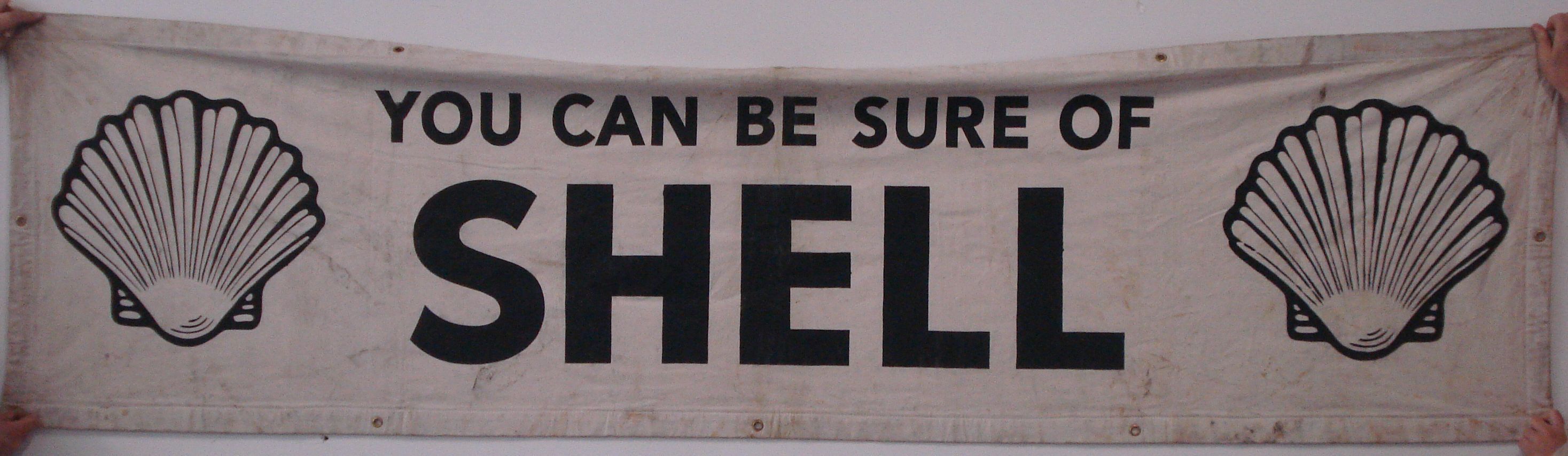 Bonhams Cars : A 'You Can Be Sure of Shell' cloth banner,