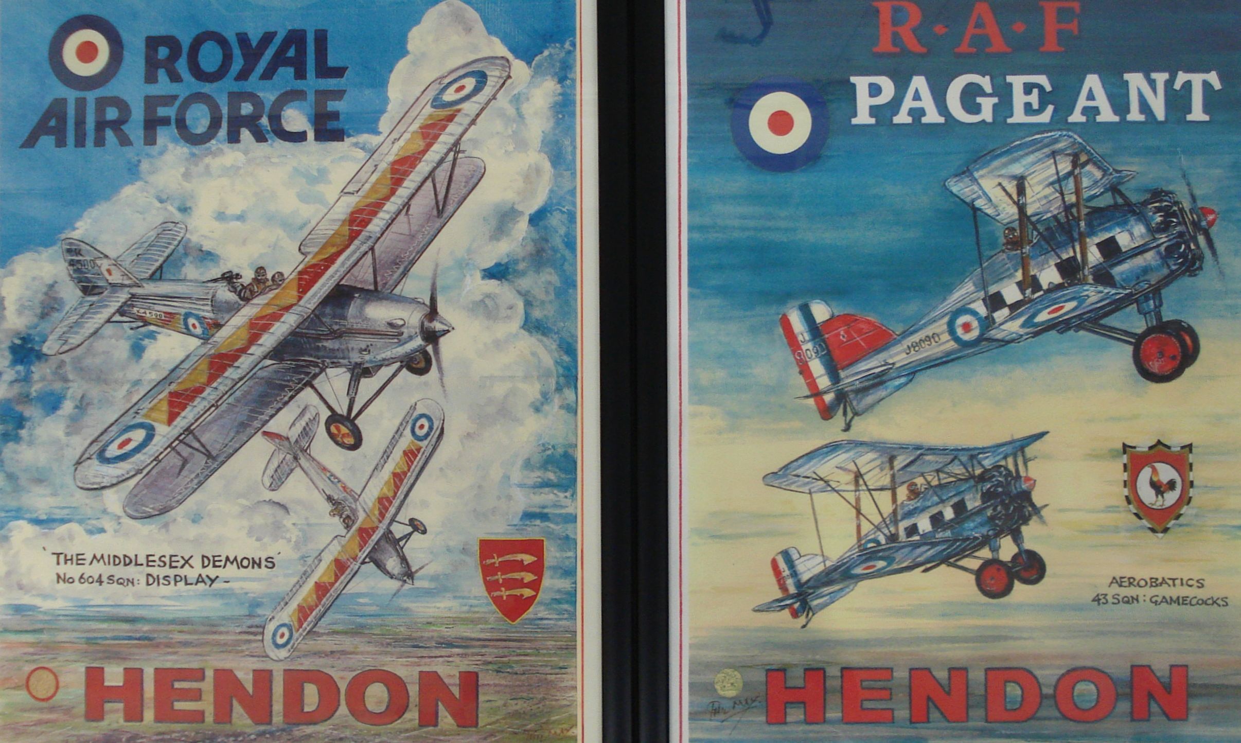Bonhams Cars : Two prints of Hendon RAF posters after Phil May,