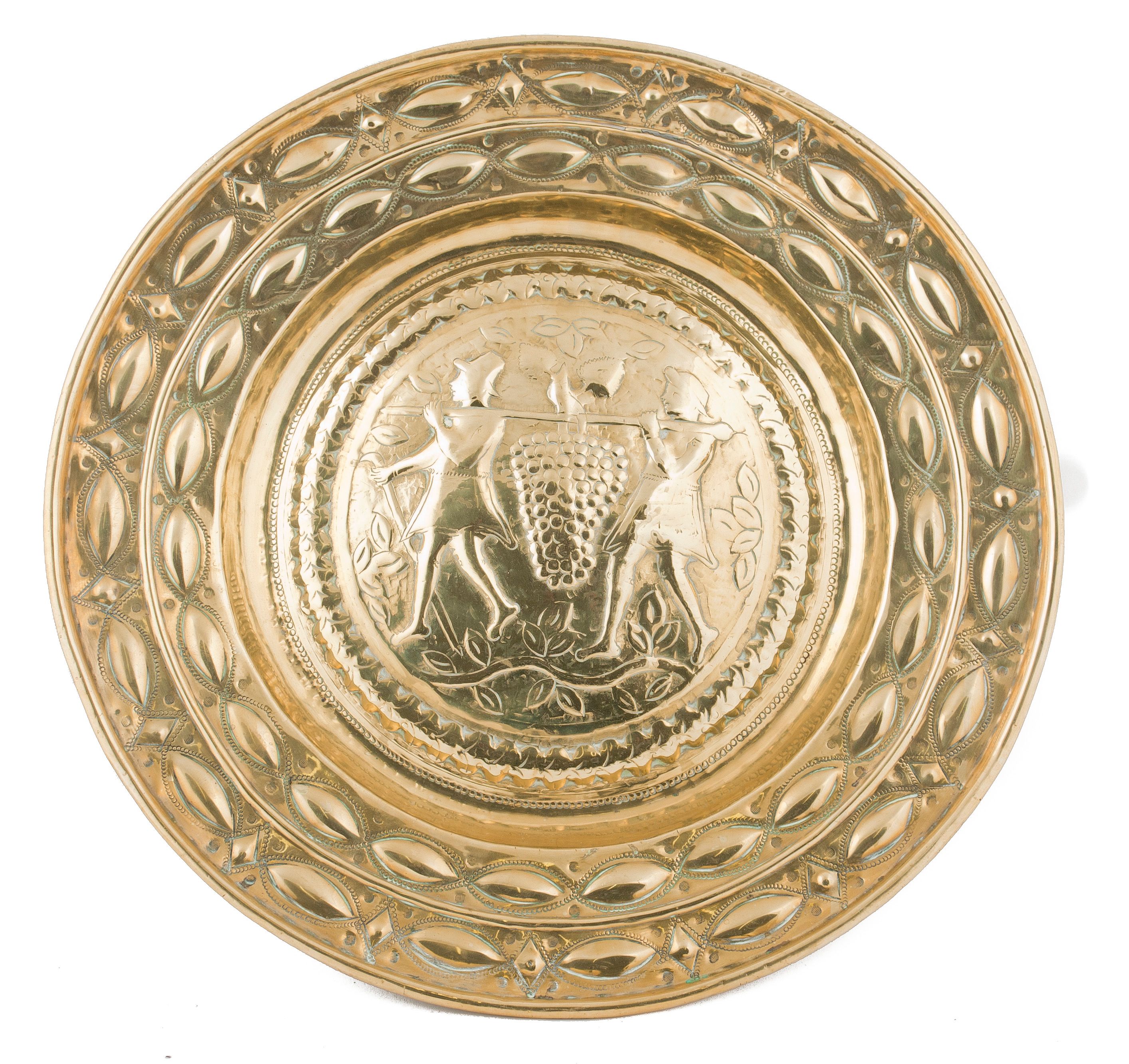 Bonhams : An embossed brass Dutch or German 17th century style alms dish