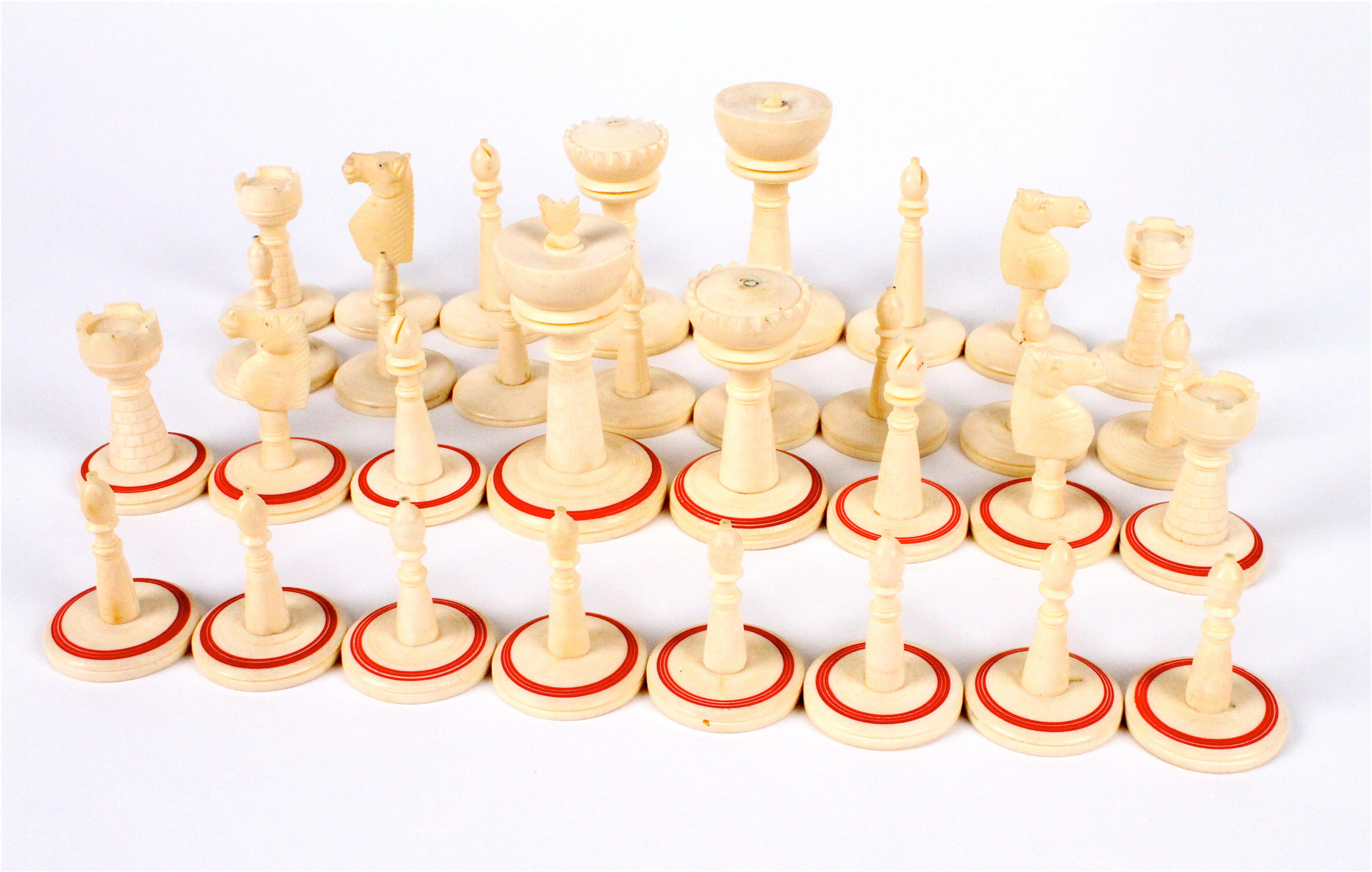 Bonhams An Indian Carved Ivory Chess Set 19th Century