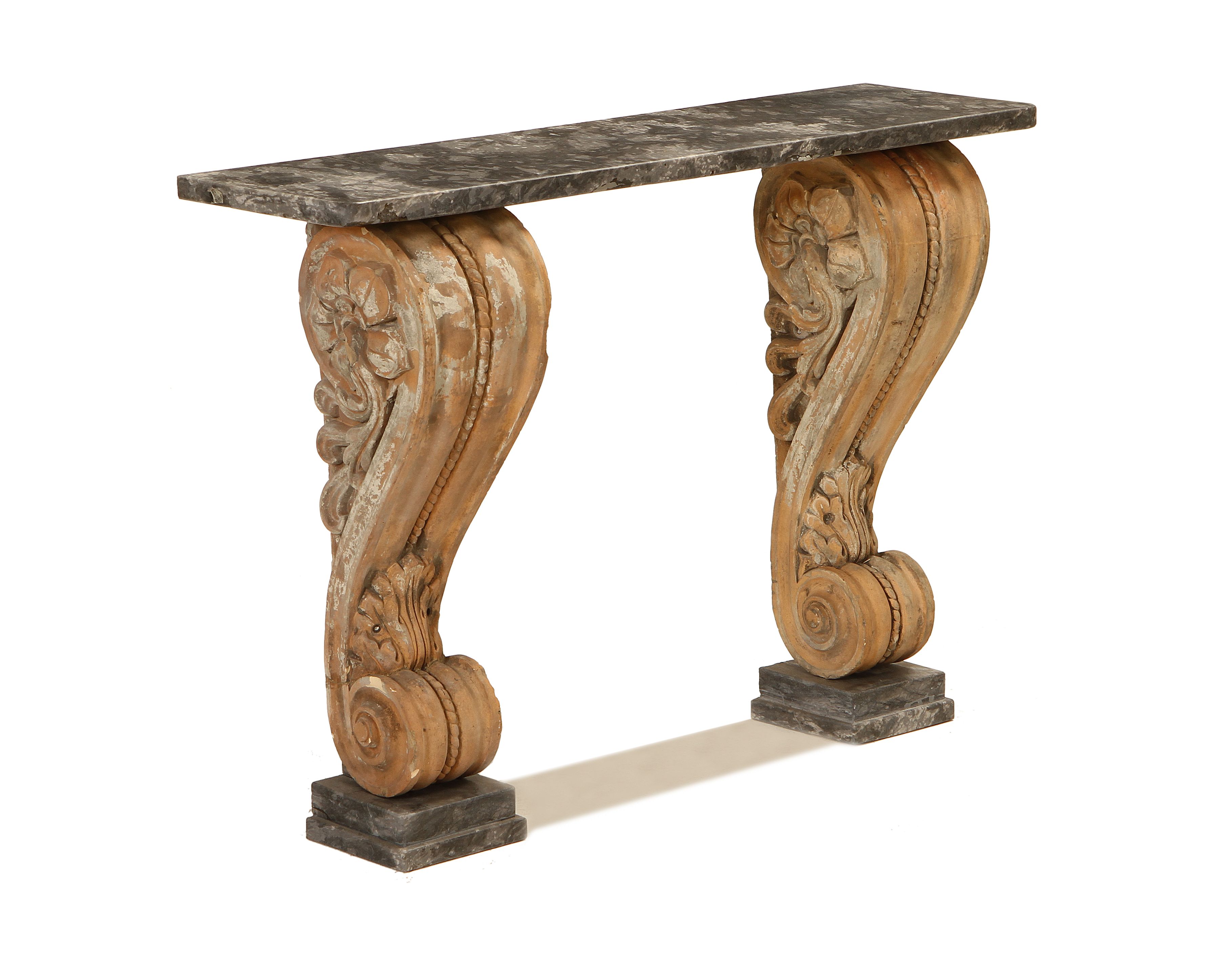 Bonhams : A terracotta and marble console table