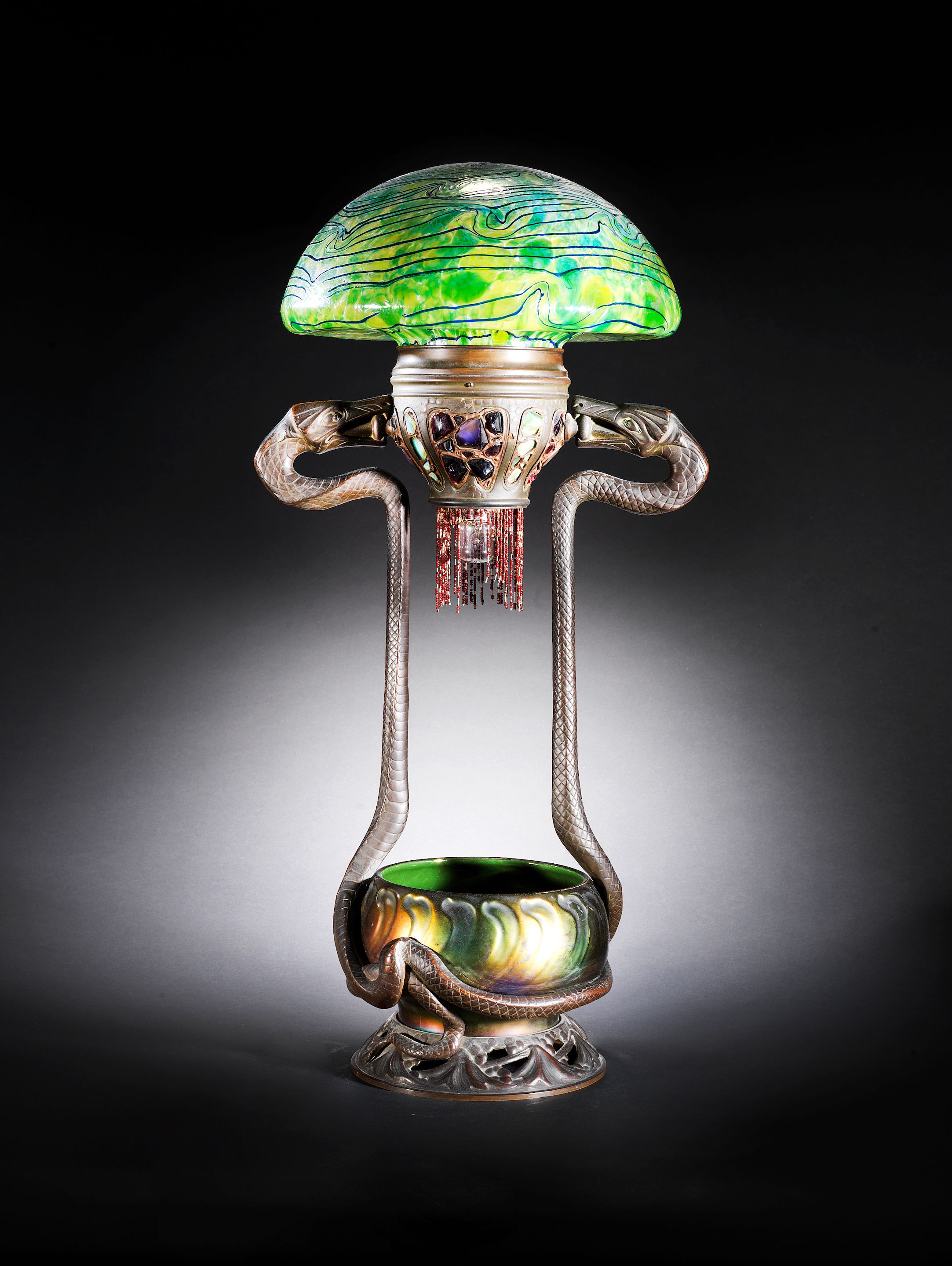 Bonhams : Loetz A Large and Impressive Serpent Lamp, circa 1900